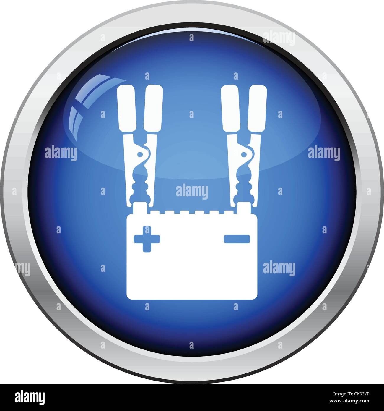 Car battery charge icon. Glossy button design. Vector illustration ...