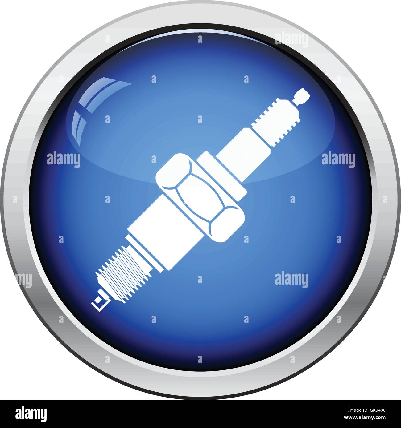 Spark plug icon. Glossy button design. Vector illustration Stock Vector ...
