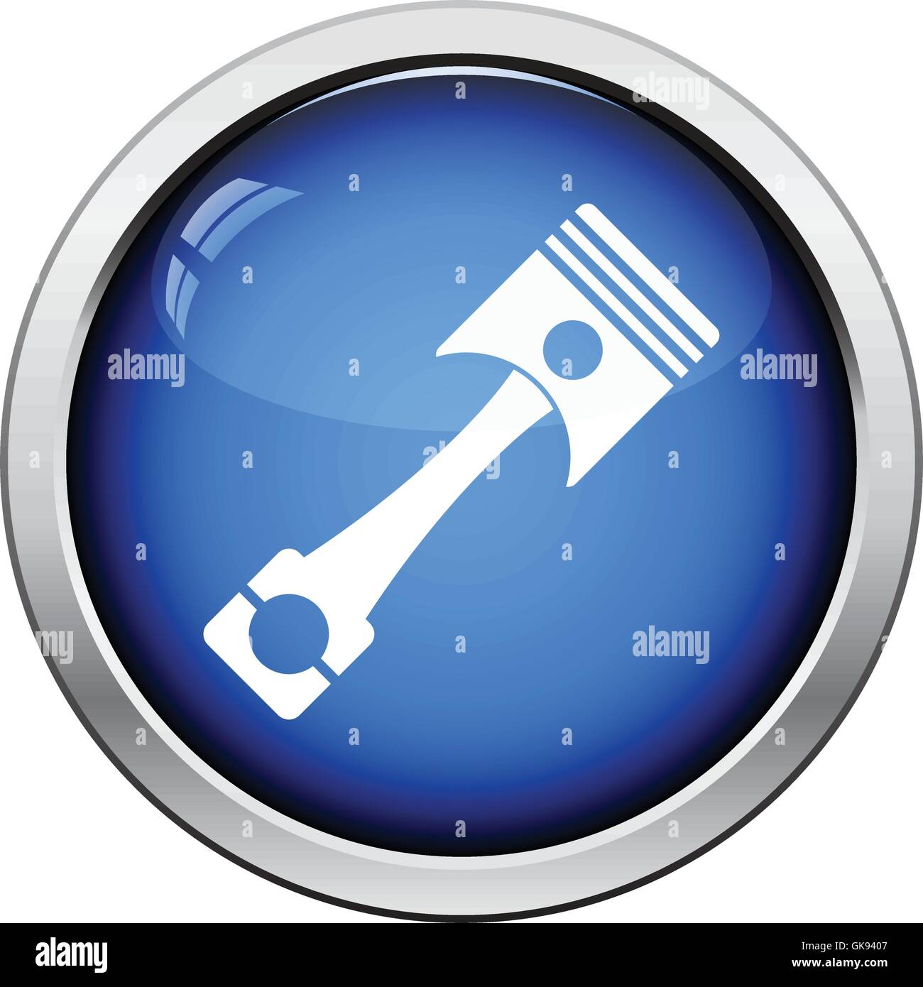 Car motor piston icon. Glossy button design. Vector illustration Stock ...