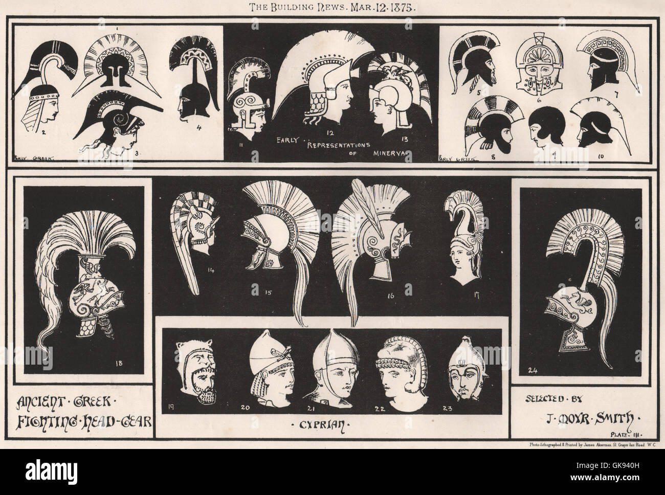 Ancient Greek fighting head gear; selected by J. Moyr Smith Plate III ...