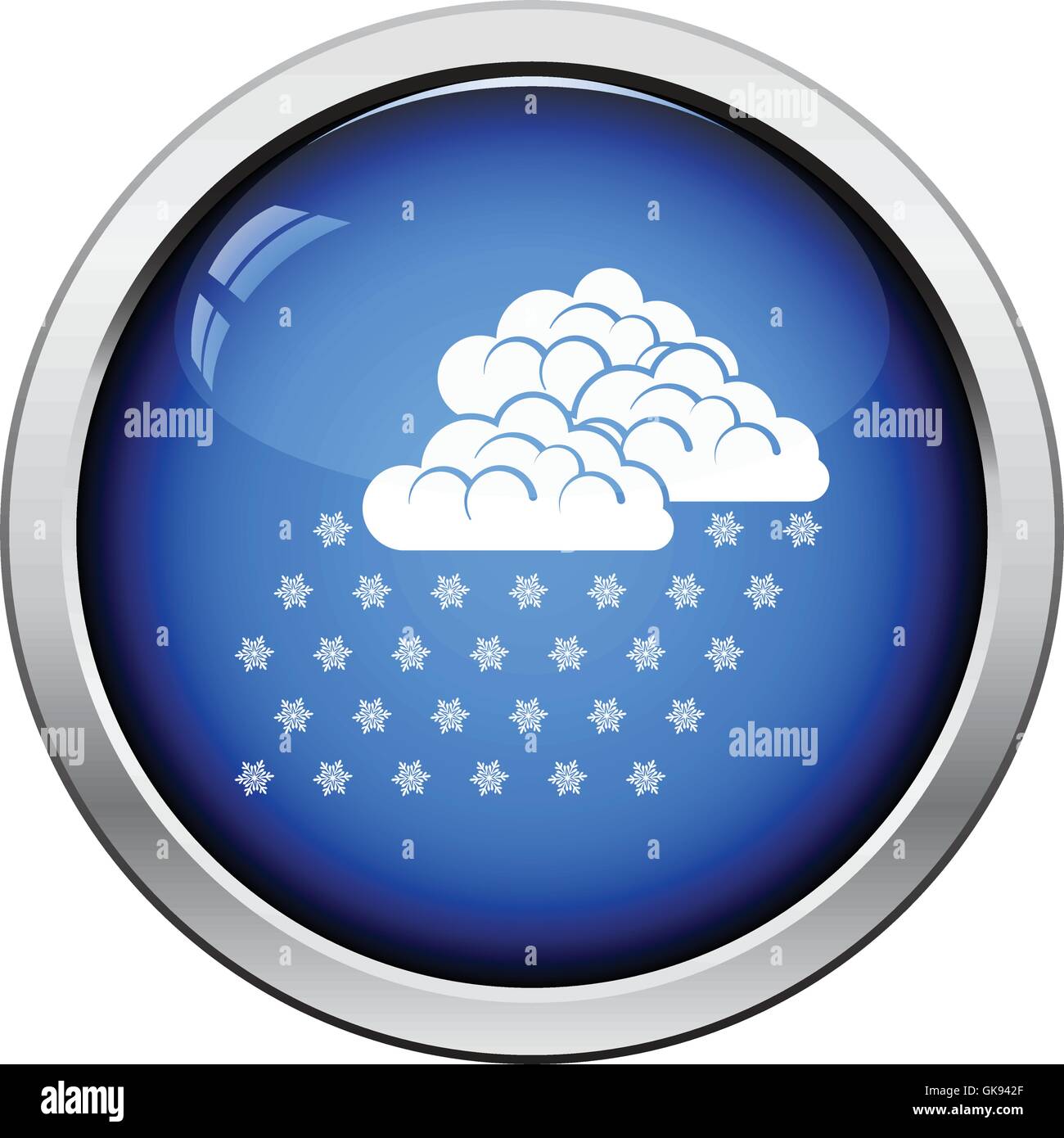 Snowfall icon. Glossy button design. Vector illustration Stock Vector ...
