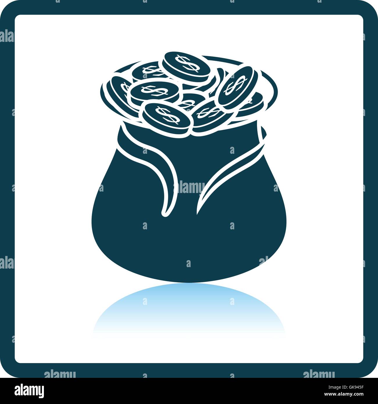 Open money bag icon. Shadow reflection design. Vector illustration ...