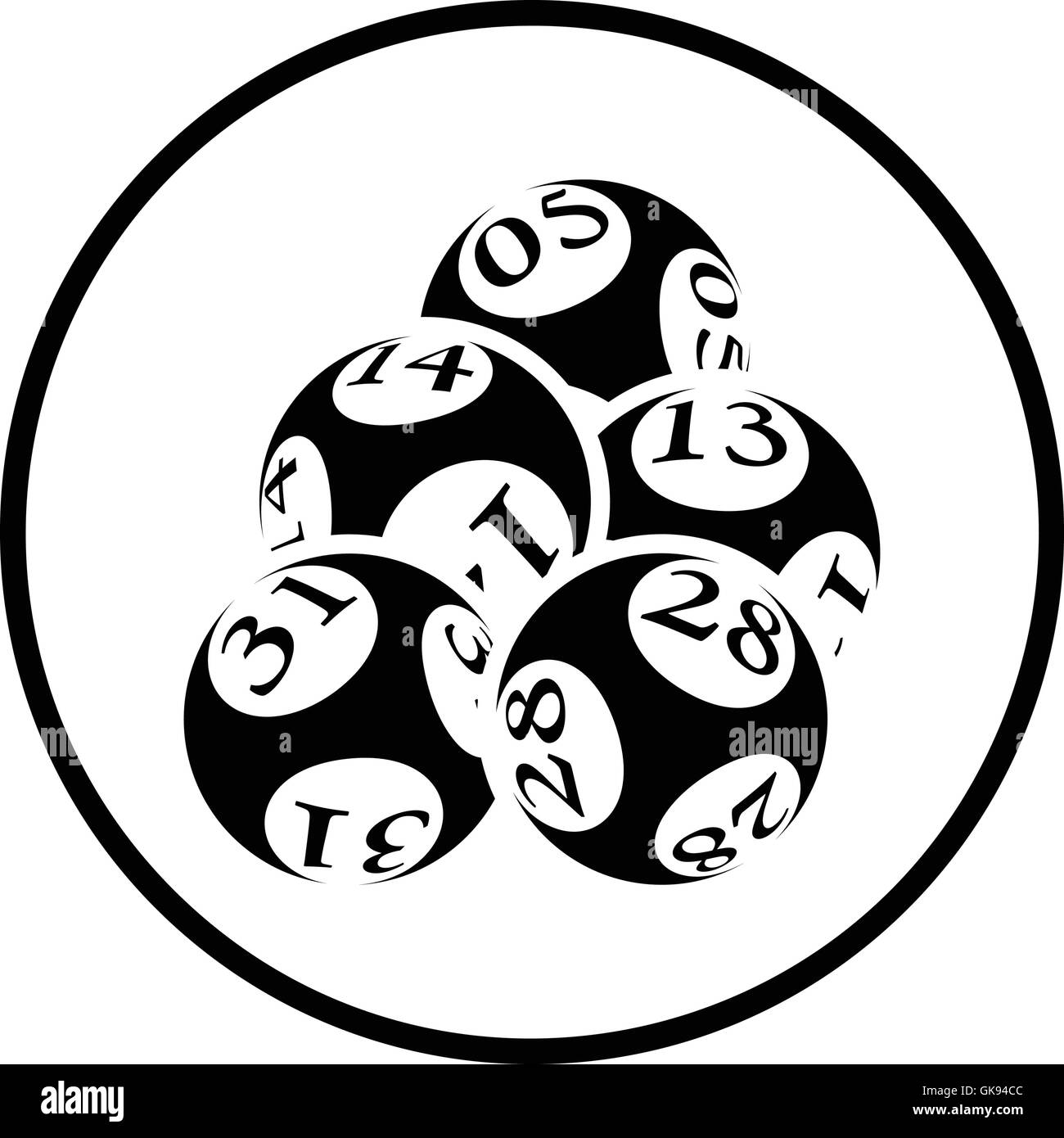 Lotto balls icon. Thin circle design. Vector illustration Stock Vector ...
