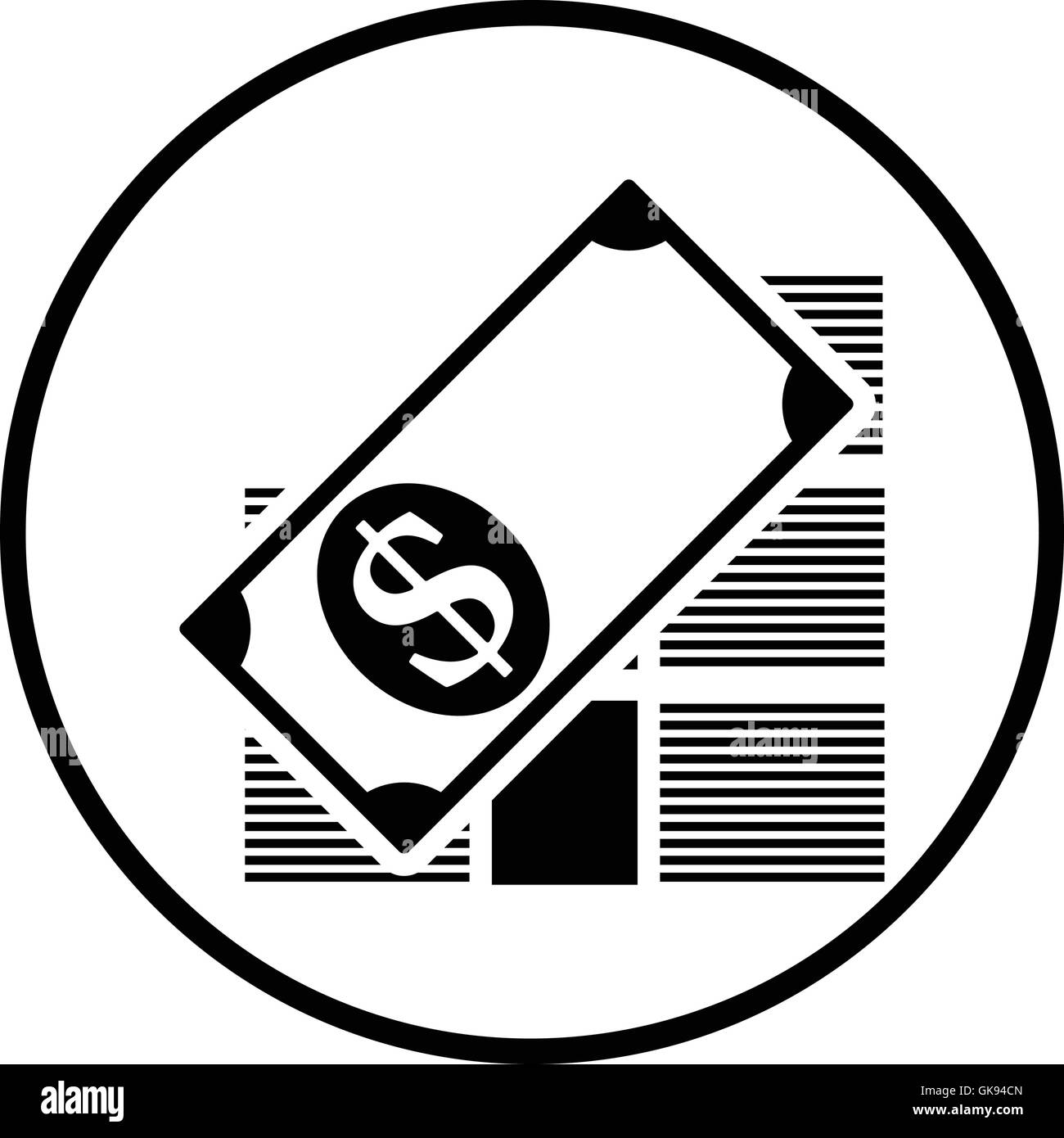 Stack of banknotes icon. Thin circle design. Vector illustration Stock ...