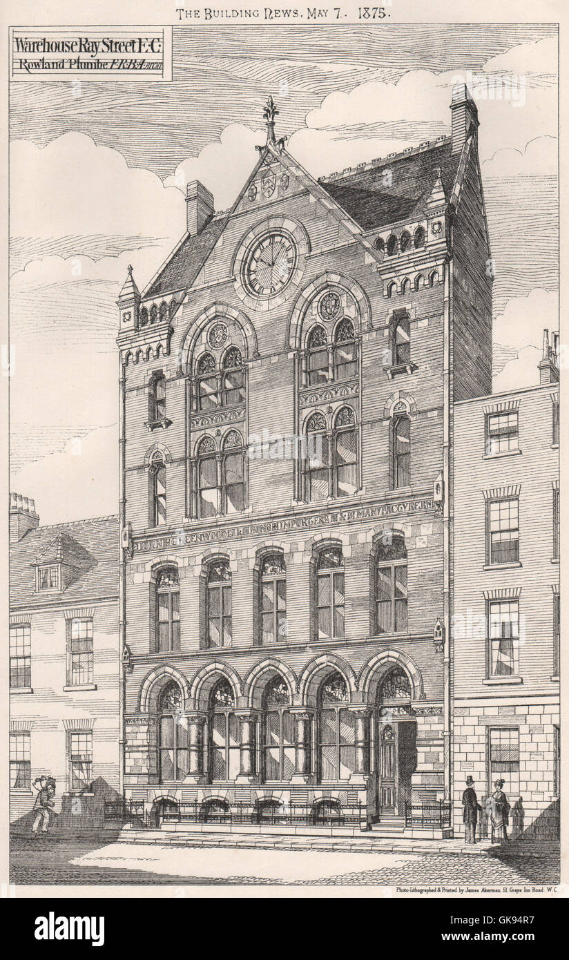 Warehouse, Ray Street, EC.; Rowland Plumbe F.R.B.A., Archt. Clerkenwell ...