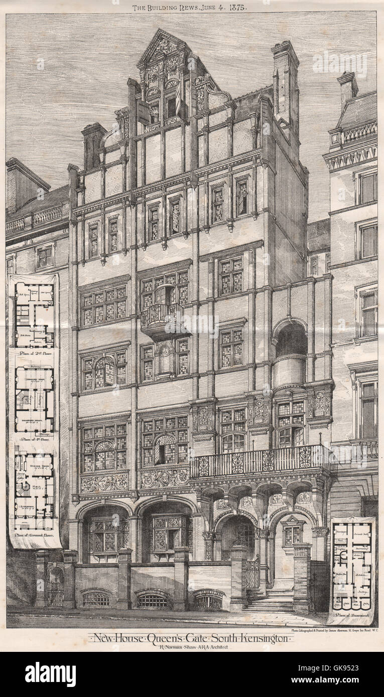 New house, Queen's Gate, South Kensington; R. Norman Shaw Architect ...