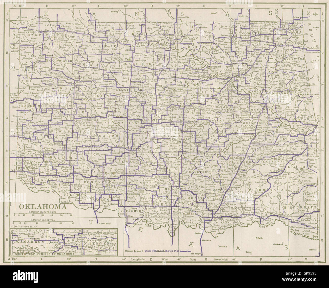Oklahoma state map hi-res stock photography and images - Alamy