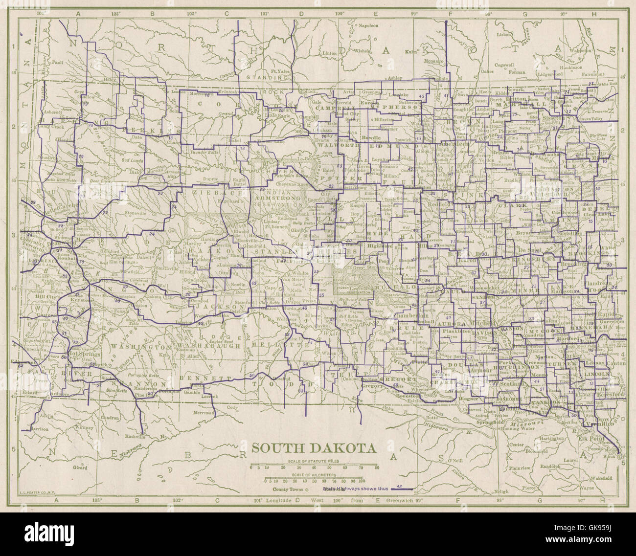 Map of south dakota hi-res stock photography and images - Alamy