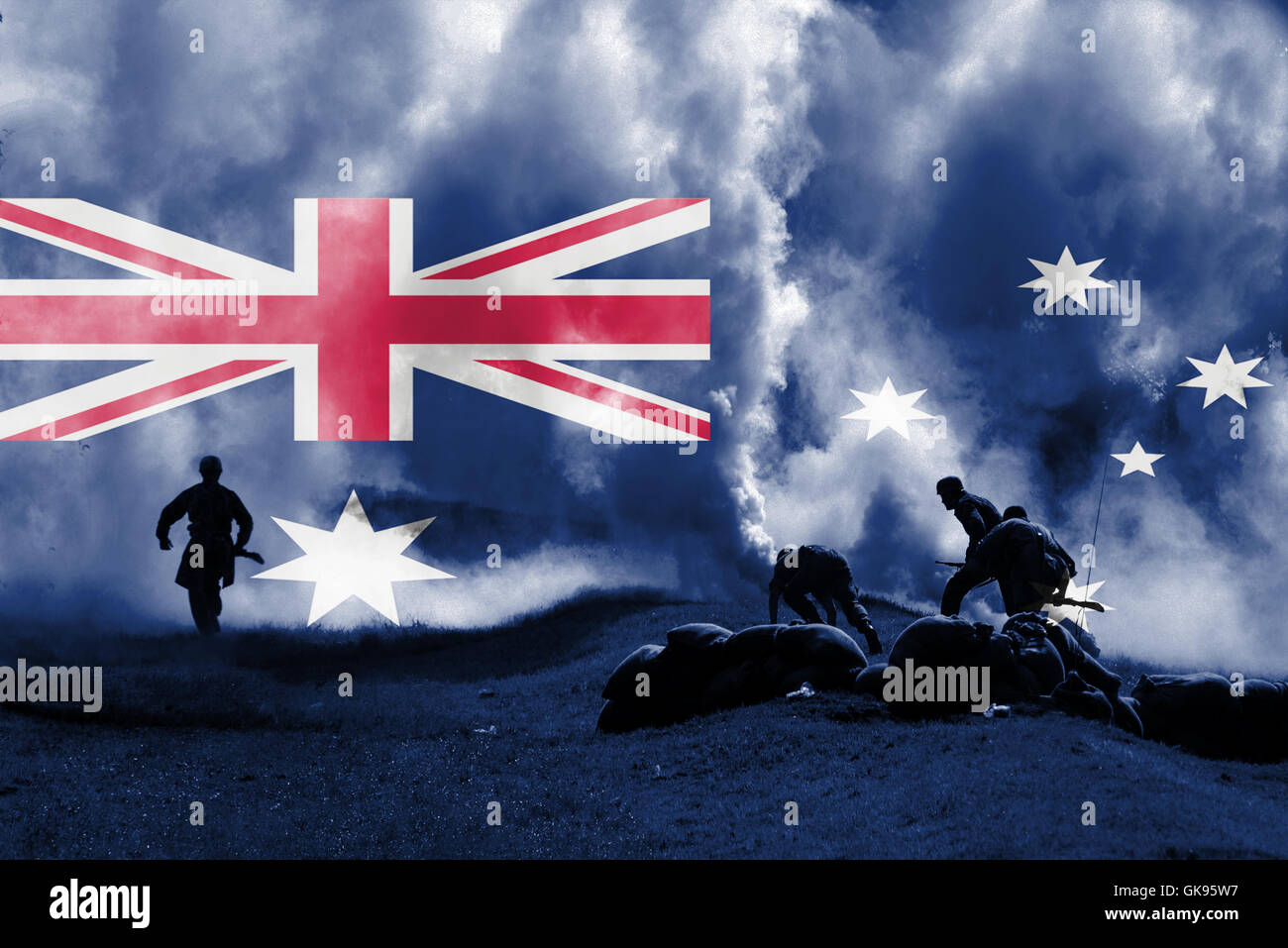 war theme with blending Australia flag Stock Photo - Alamy