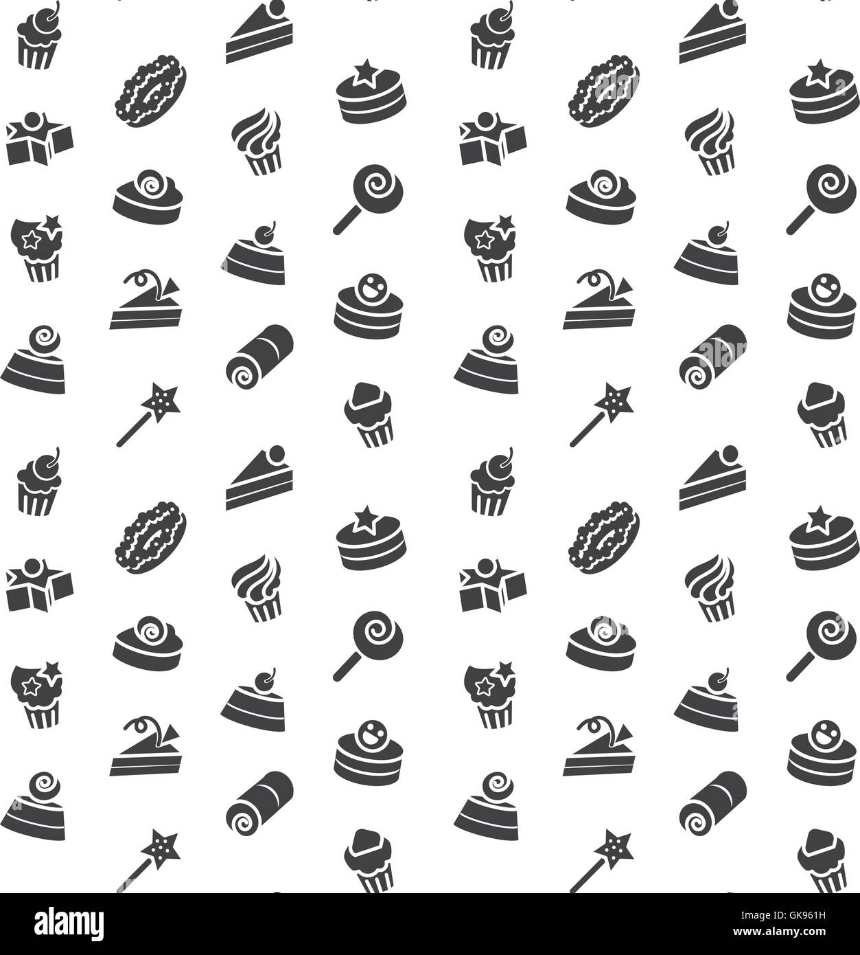 Seamless pattern of bakery and cake icons. Candy, sweet set. Vector ...