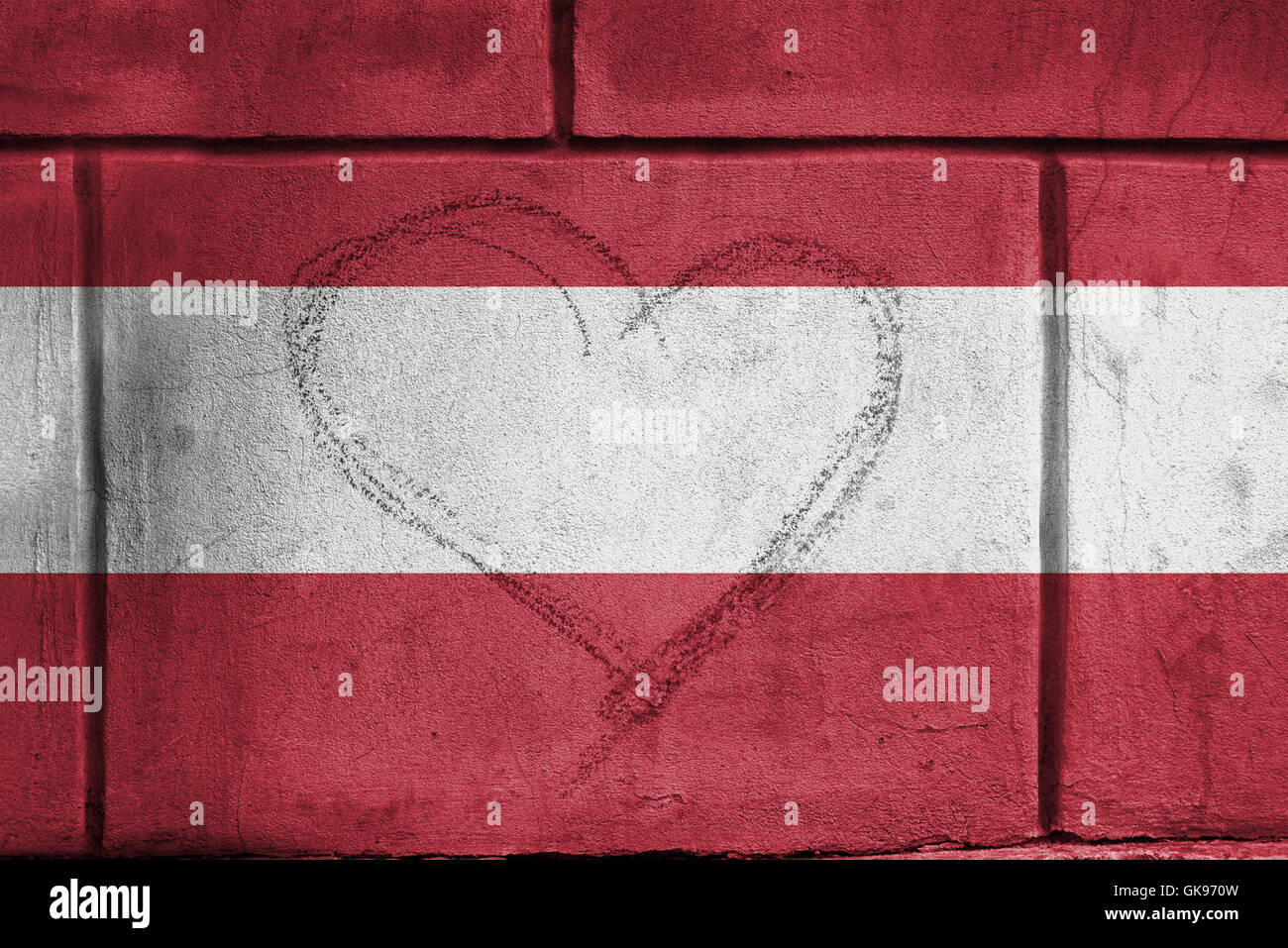 Love heart sing on wall with blending Austria flag Stock Photo - Alamy