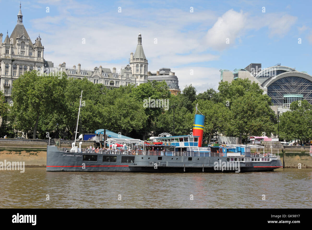 Tattershall Castle bar Boat mooredon the Thames in London, England, UK ...