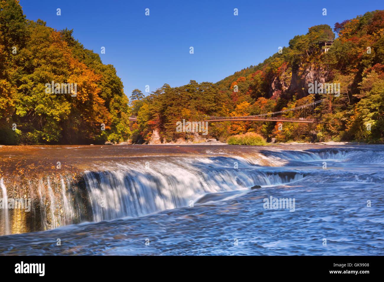 The Fukiware Falls (Fukiware-no-taki, 吹割の滝) in the Gunma Prefecture in ...