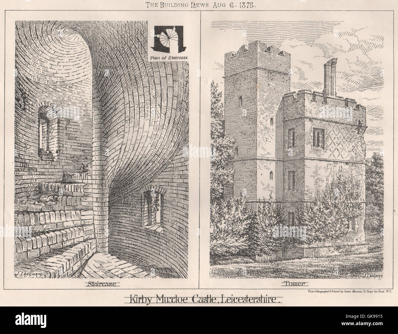 Kirby Muxloe Castle, Leicestershire , antique print 1875 Stock Photo ...