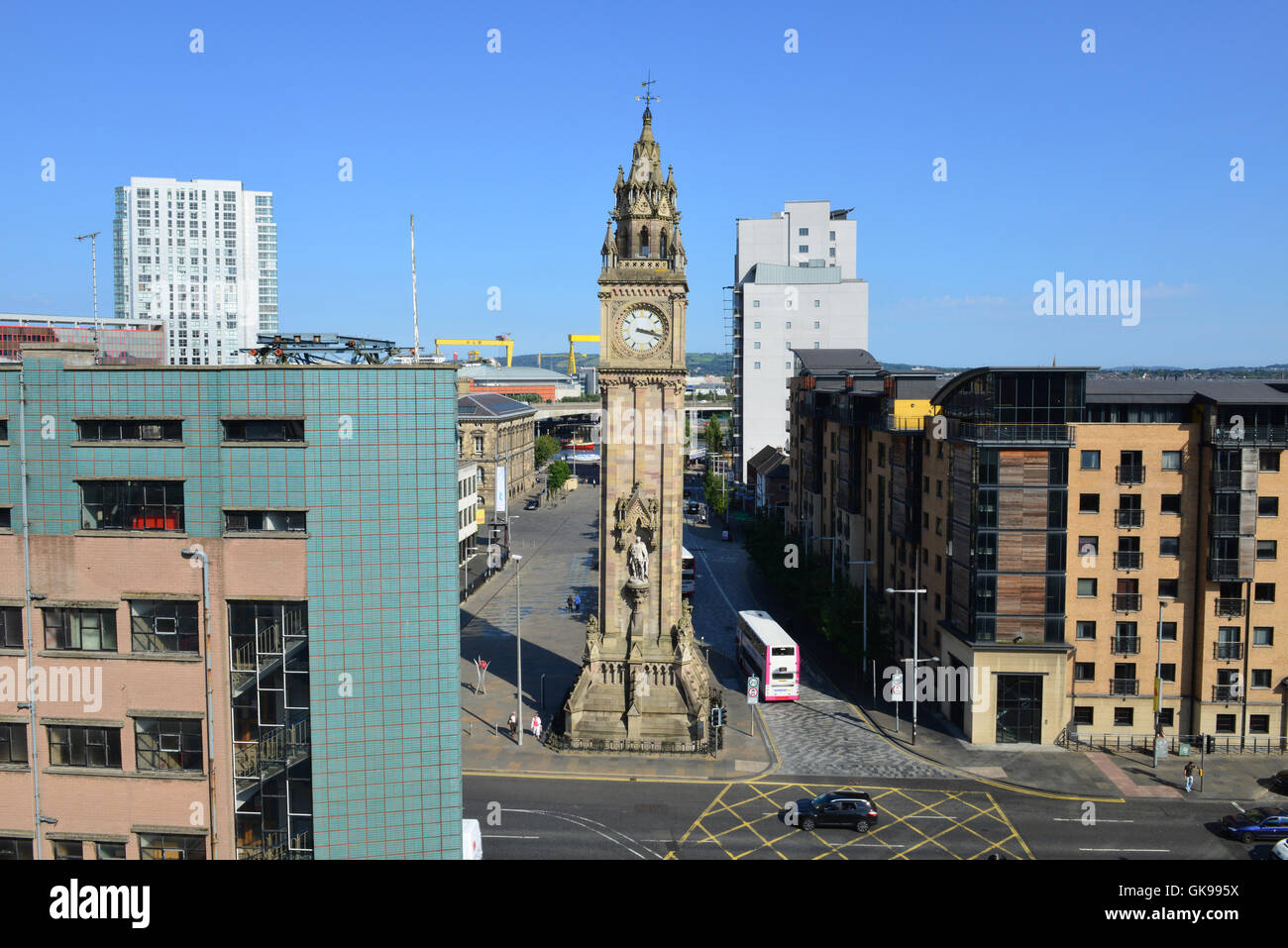 The Albert Memorial Clock in Queen's Square, Belfast Stock Photo - Alamy