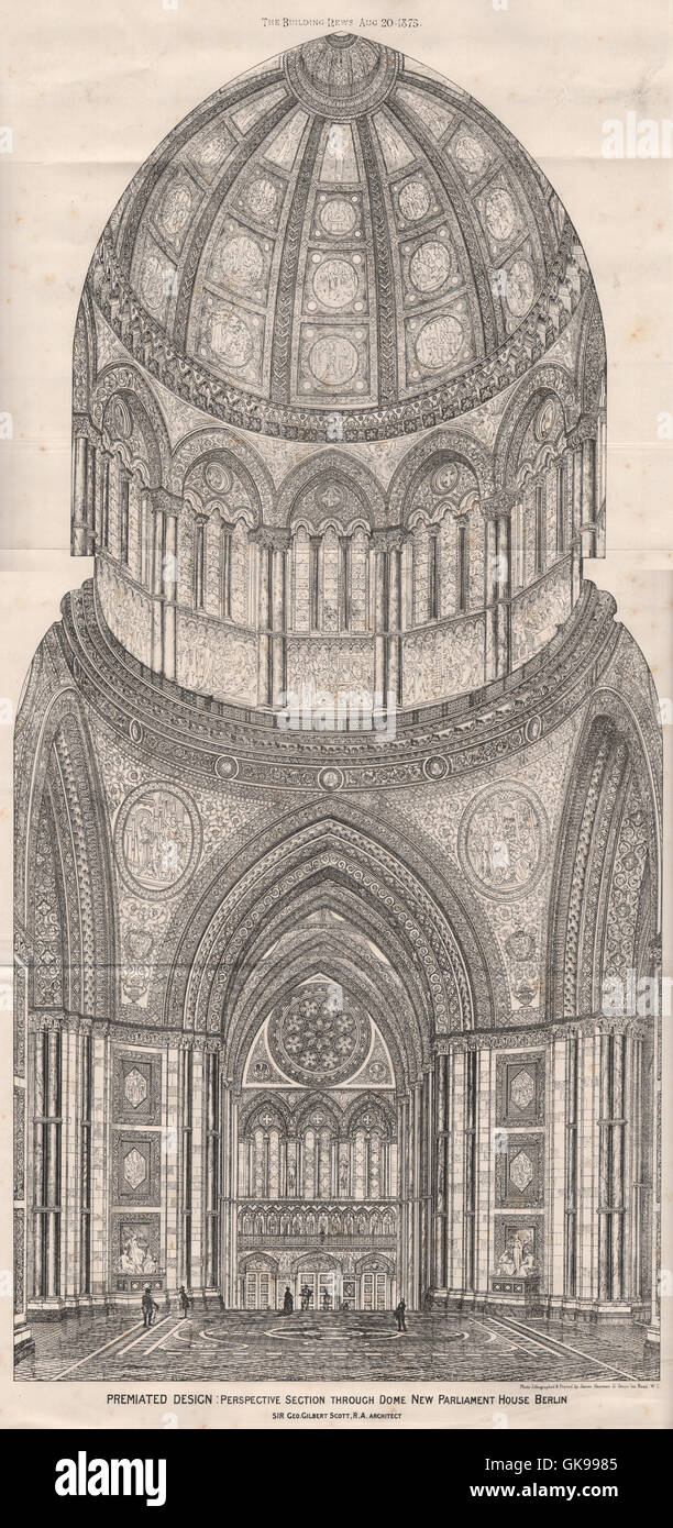 Section through Dome, New Parliament House, Berlin; George Gilbert ...
