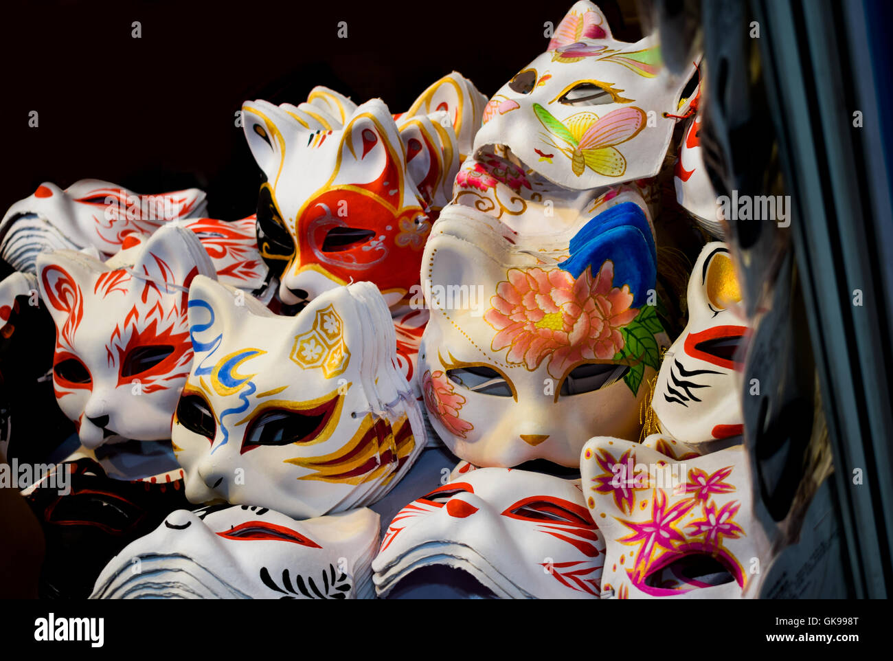 Hand painted cat masks at a fair in Hong Kong SAR Stock Photo - Alamy