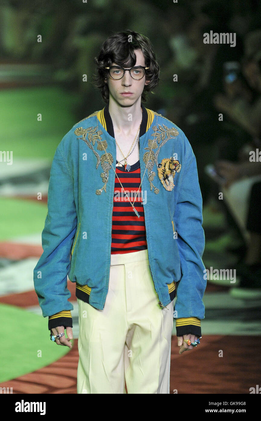 Milan Fashion Week Men's S/S 2017 - Gucci - Catwalk Featuring: Model ...