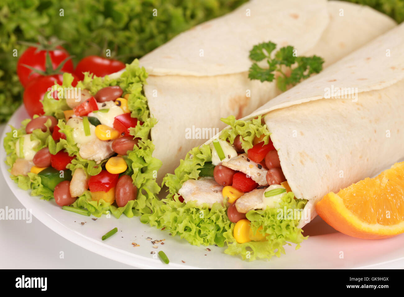 two chicken wraps Stock Photo - Alamy