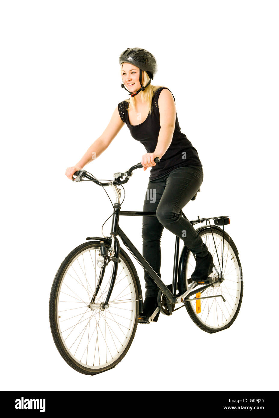 Holding wheel woman man Cut Out Stock Images & Pictures - Alamy