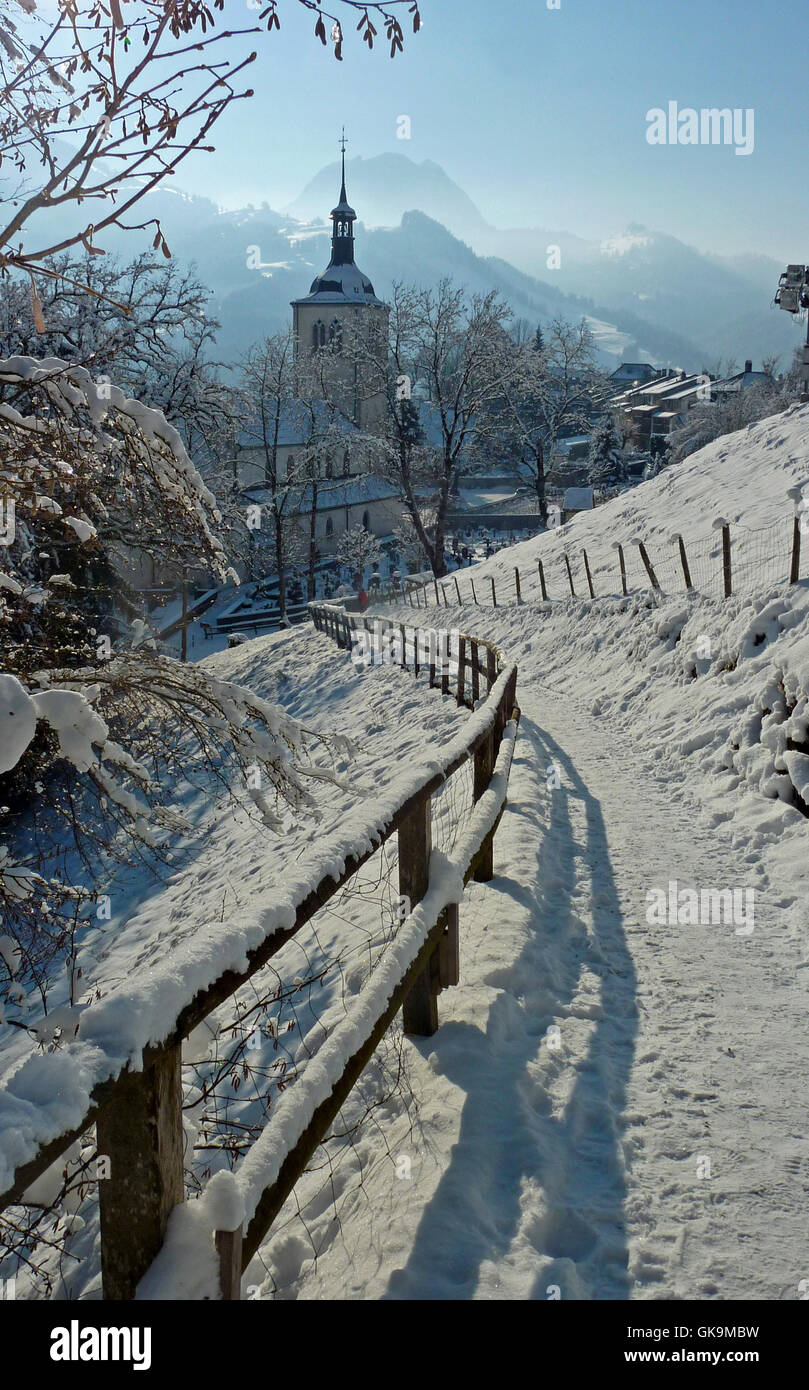 church winter alps Stock Photo - Alamy