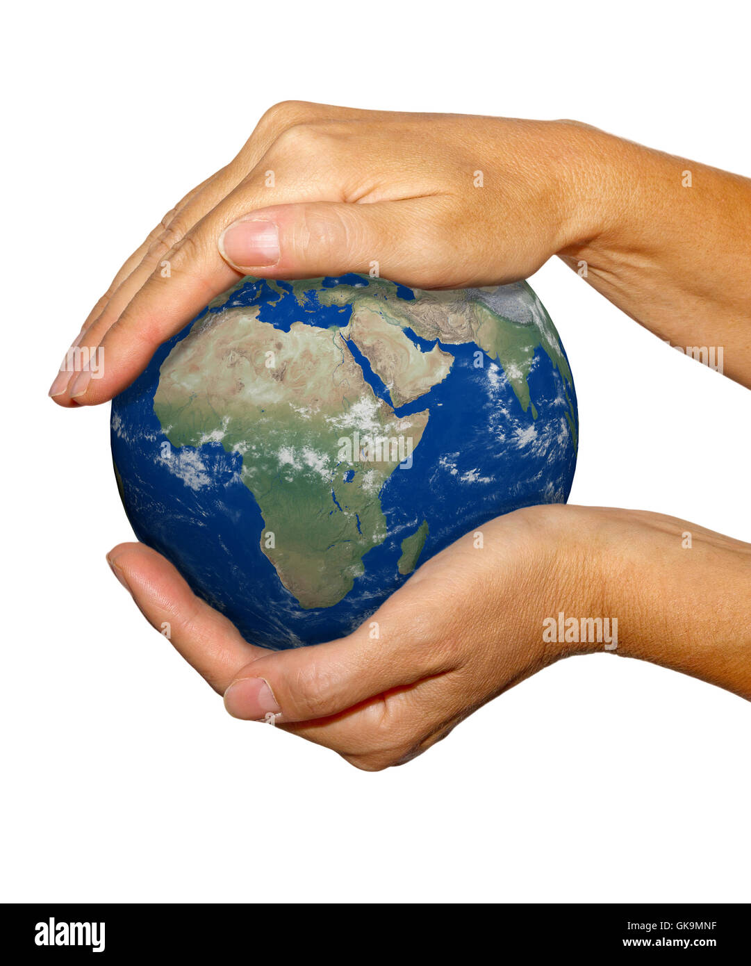 globe between his hands free to Stock Photo - Alamy
