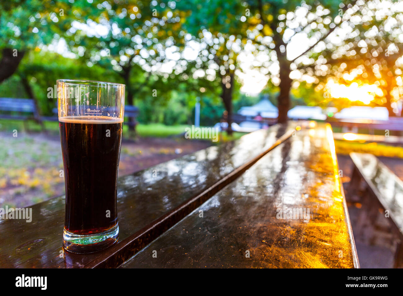 Park long table beer Stock Photo - Alamy