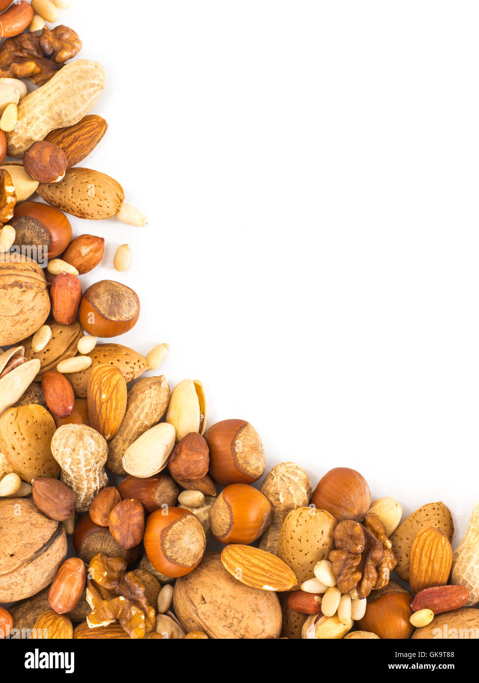 Background of mixed nuts with copy space Stock Photo - Alamy