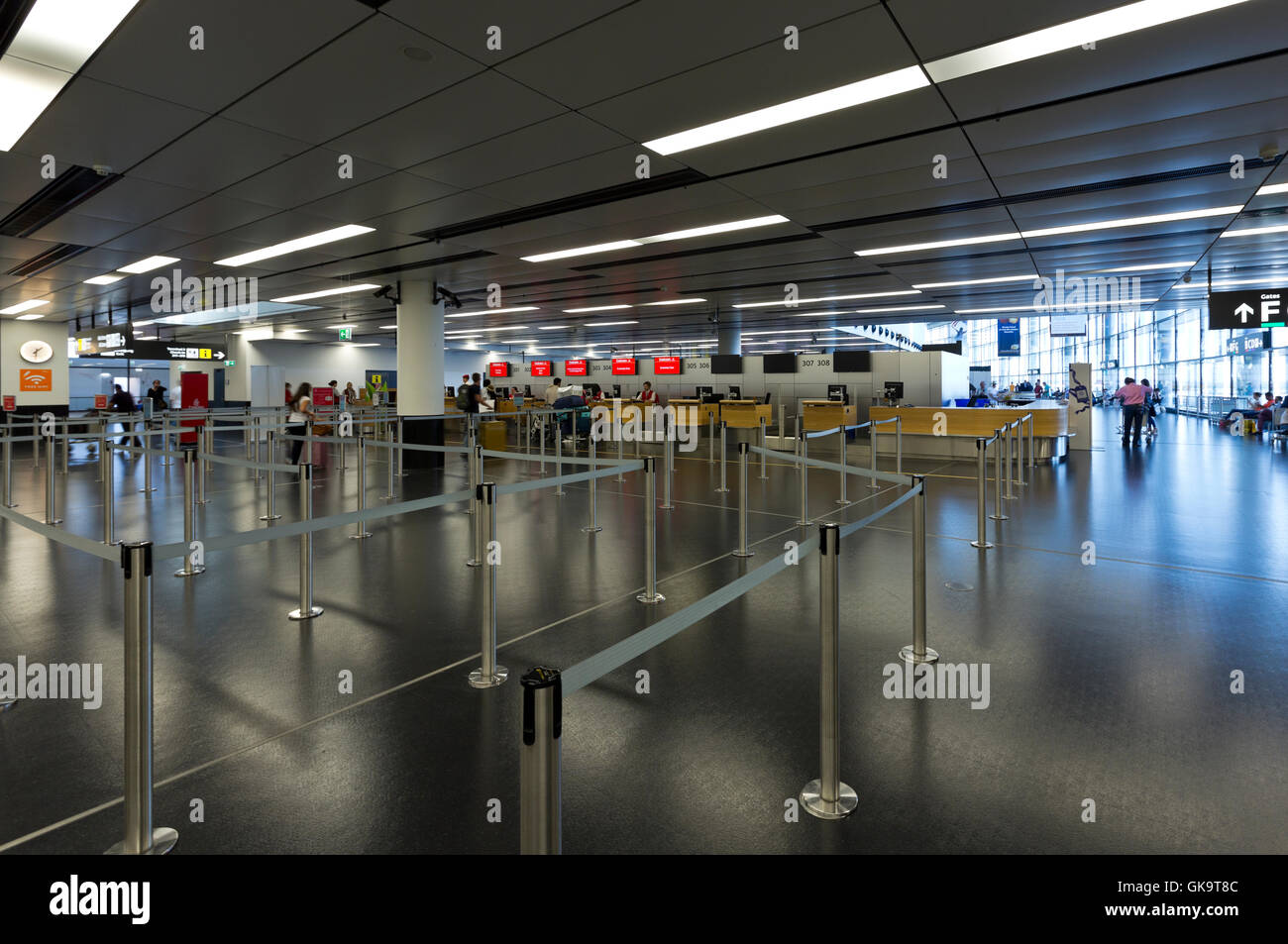 Signs Vienna airport passengers in the airport hall, Austria Stock ...