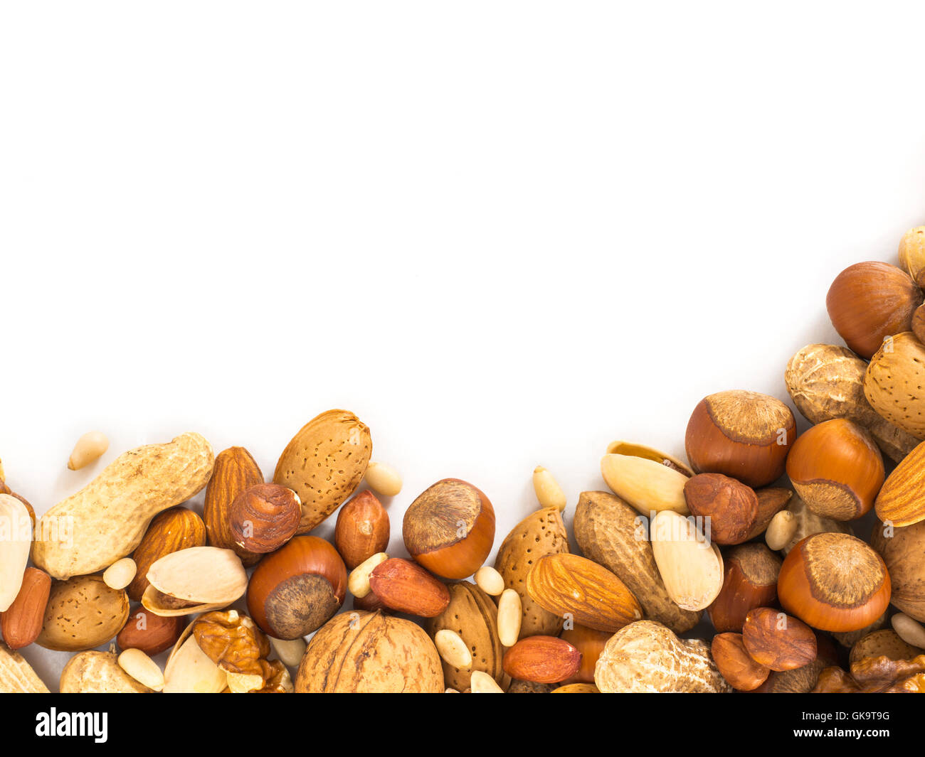 Background of mixed nuts with copy space Stock Photo - Alamy