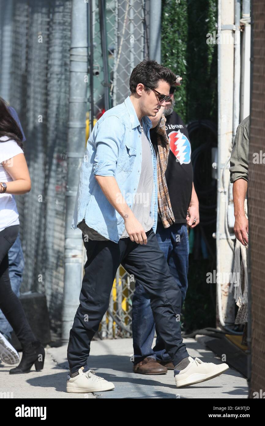 John Mayer seen at the ABC studios and performing on Jimmy Kimmel Live ...
