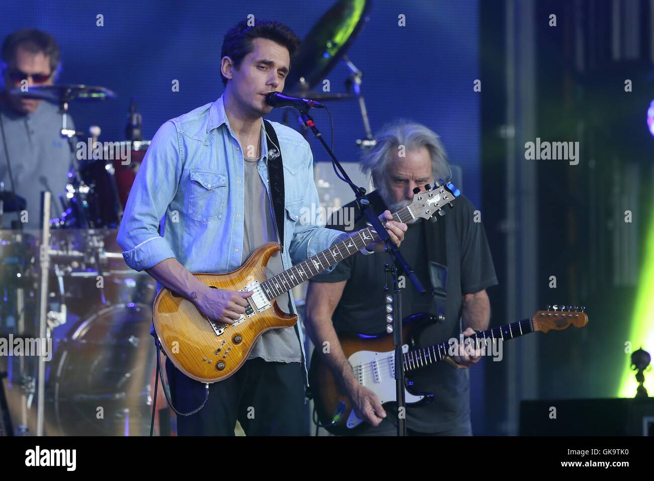 John Mayer seen at the ABC studios and performing on Jimmy Kimmel Live ...