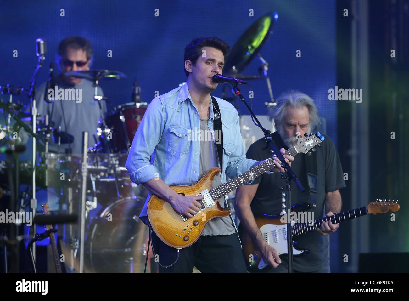 John Mayer seen at the ABC studios and performing on Jimmy Kimmel Live ...