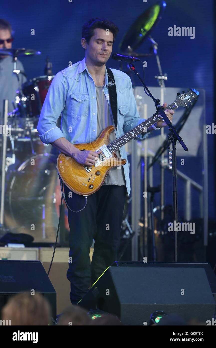John Mayer seen at the ABC studios and performing on Jimmy Kimmel Live ...