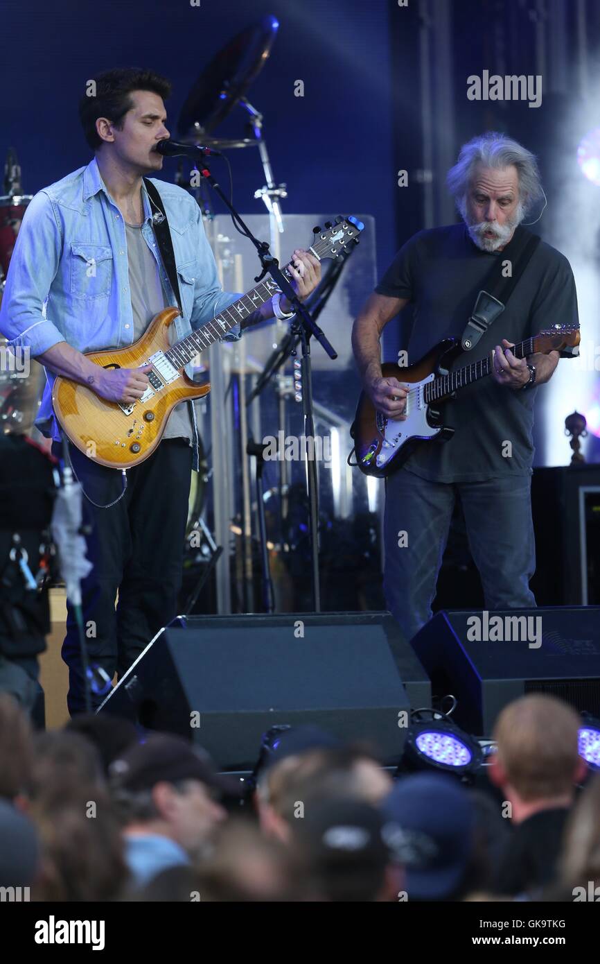 John Mayer seen at the ABC studios and performing on Jimmy Kimmel Live ...
