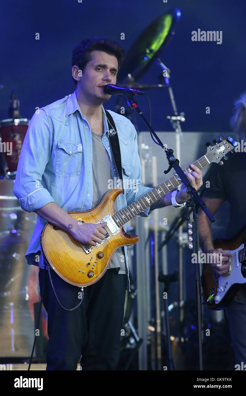 John Mayer seen at the ABC studios and performing on Jimmy Kimmel Live ...