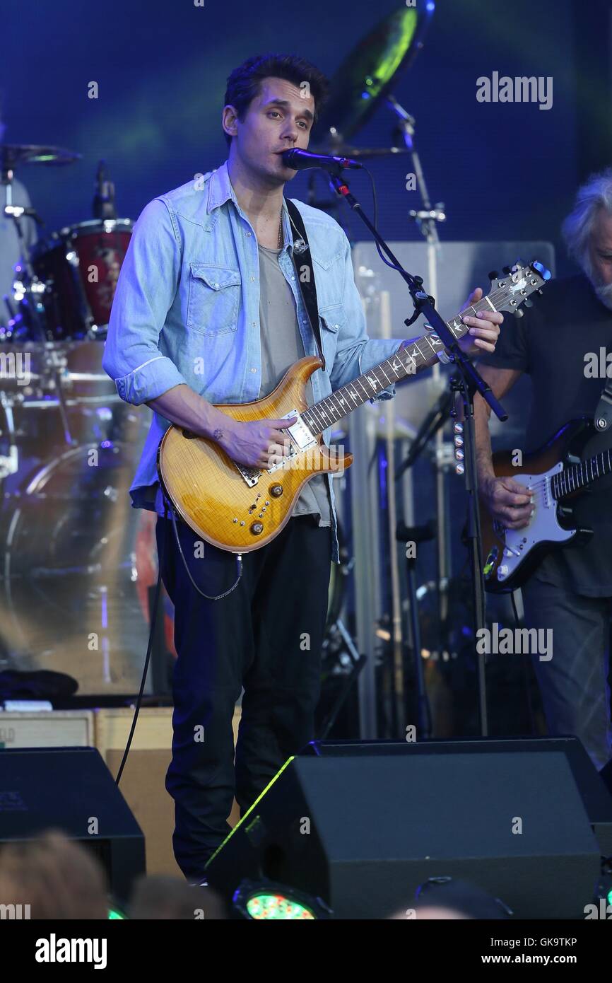 John Mayer seen at the ABC studios and performing on Jimmy Kimmel Live ...