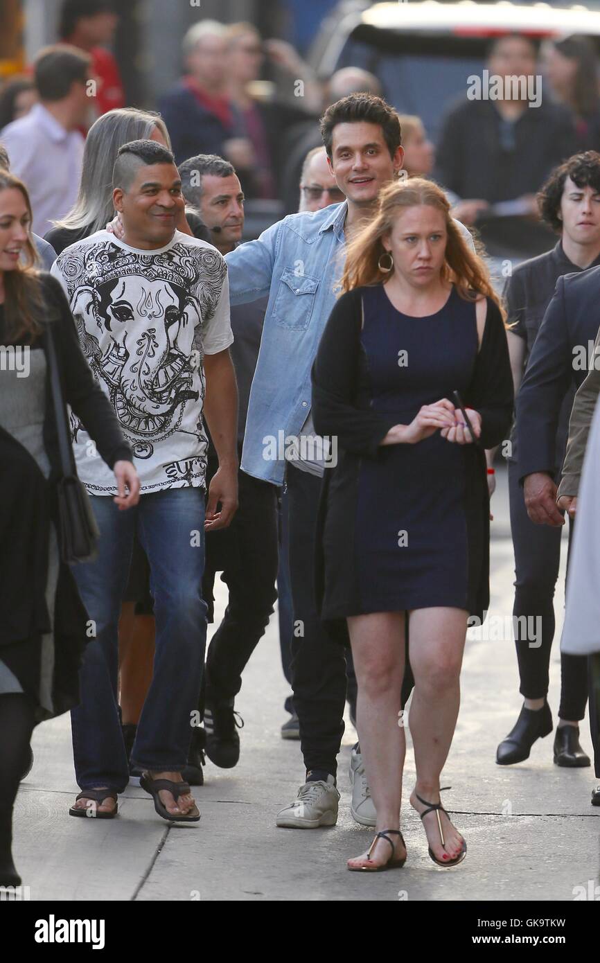 John Mayer seen at the ABC studios and performing on Jimmy Kimmel Live ...