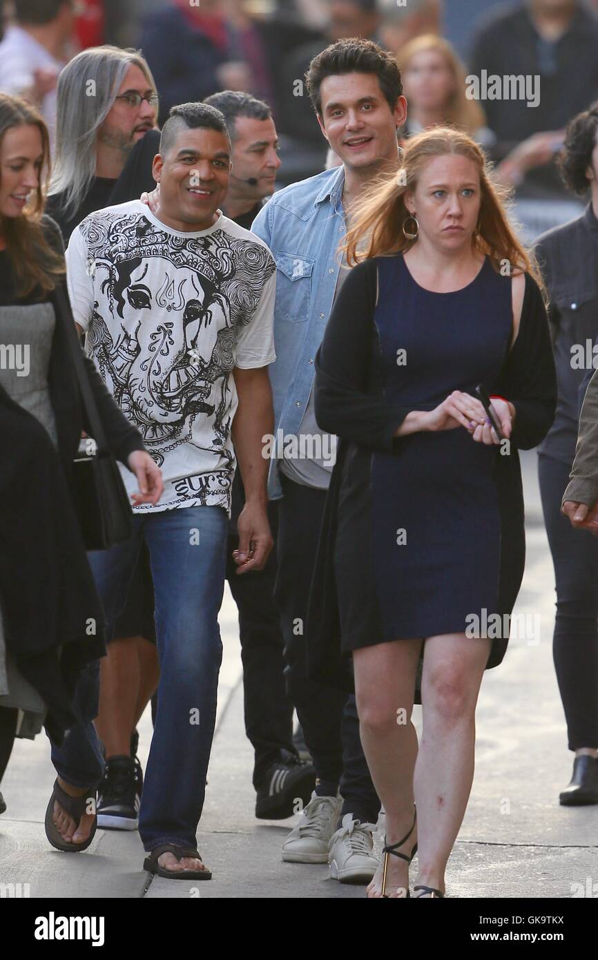 John Mayer seen at the ABC studios and performing on Jimmy Kimmel Live ...