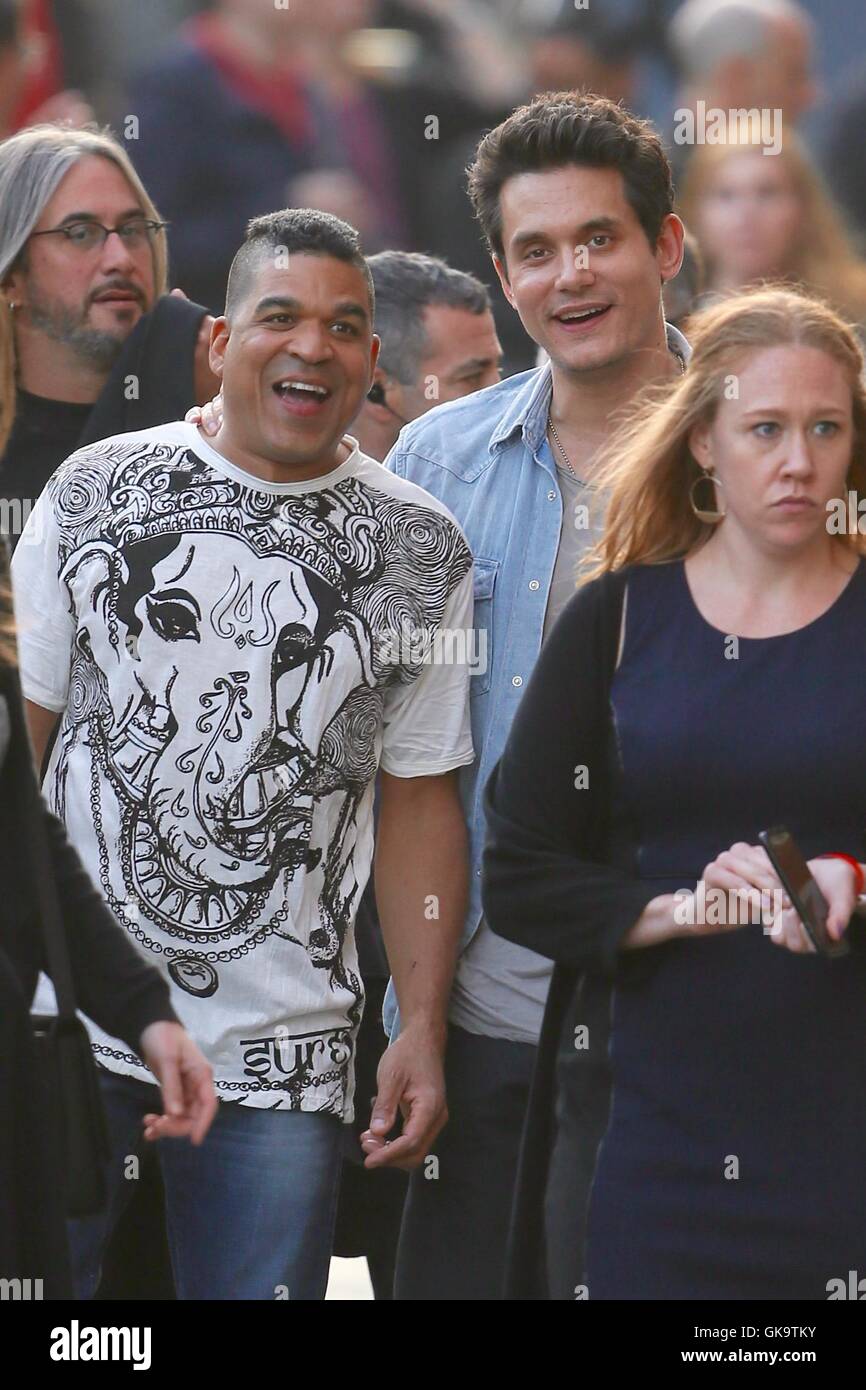 John Mayer seen at the ABC studios and performing on Jimmy Kimmel Live ...
