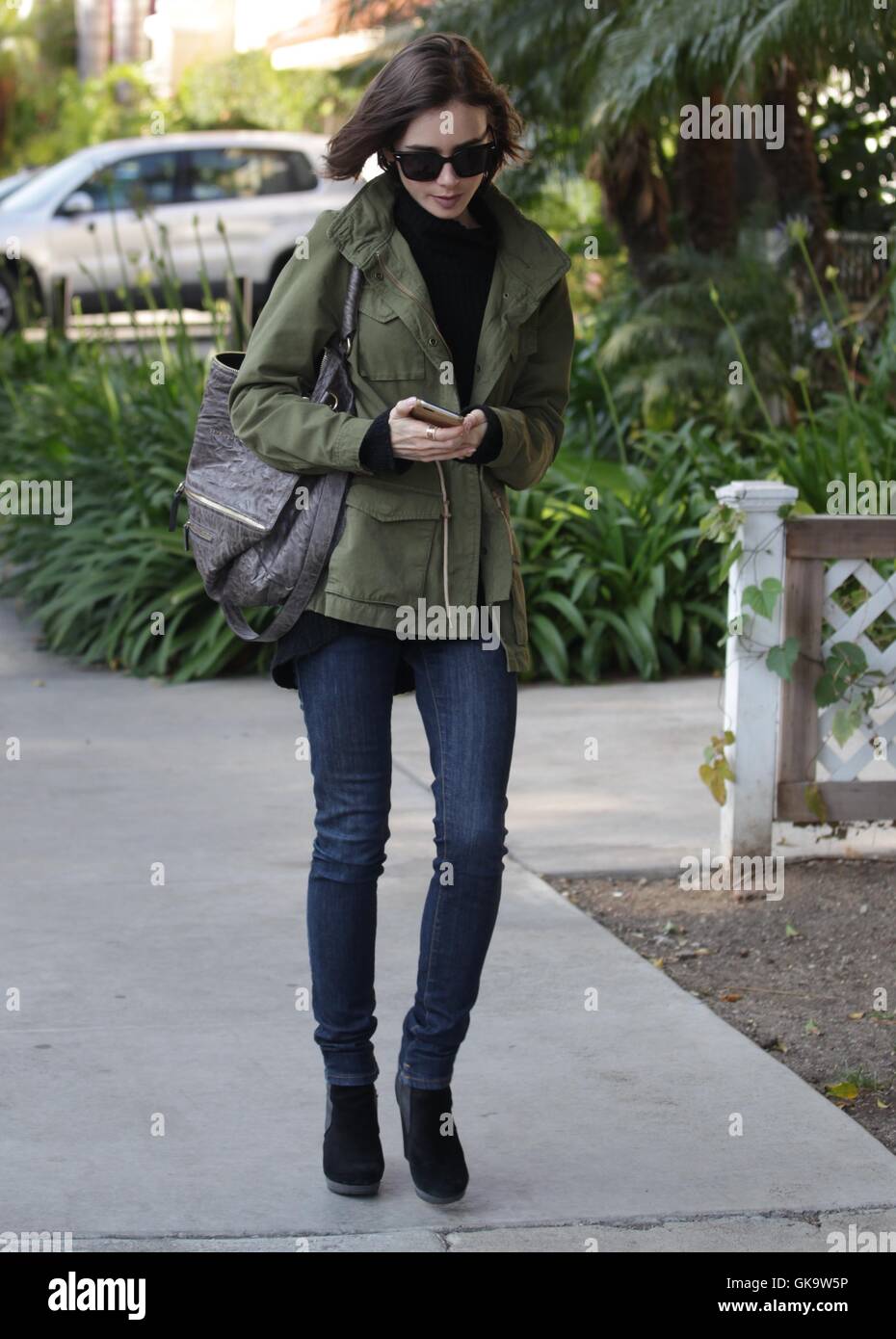 Lily Collins arrives at a friends house in Beverly Hills Featuring ...