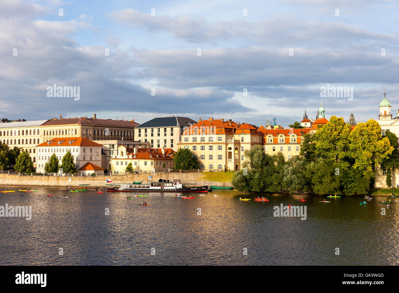 Prague cityscape with Danube sunset Stock Photo - Alamy