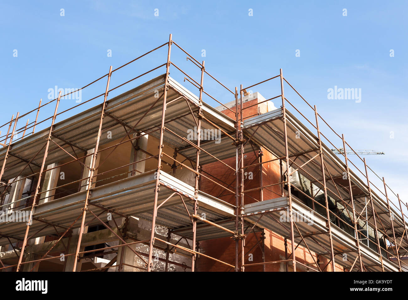 Construction scaffolding of a building under renovation Stock Photo - Alamy