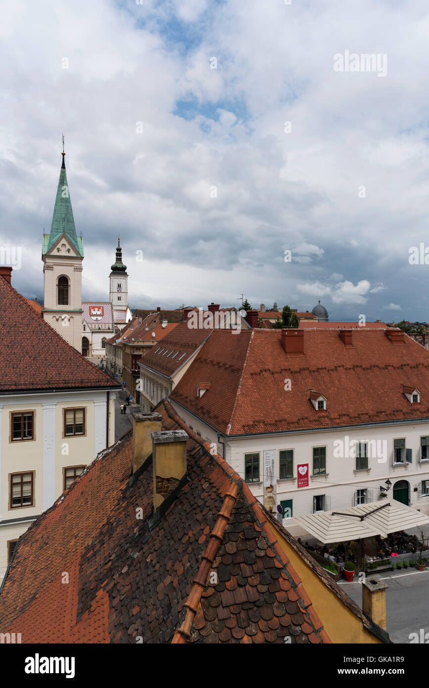 In the main square, Croatia, Zagreb, the capital of Europe aerial view ...