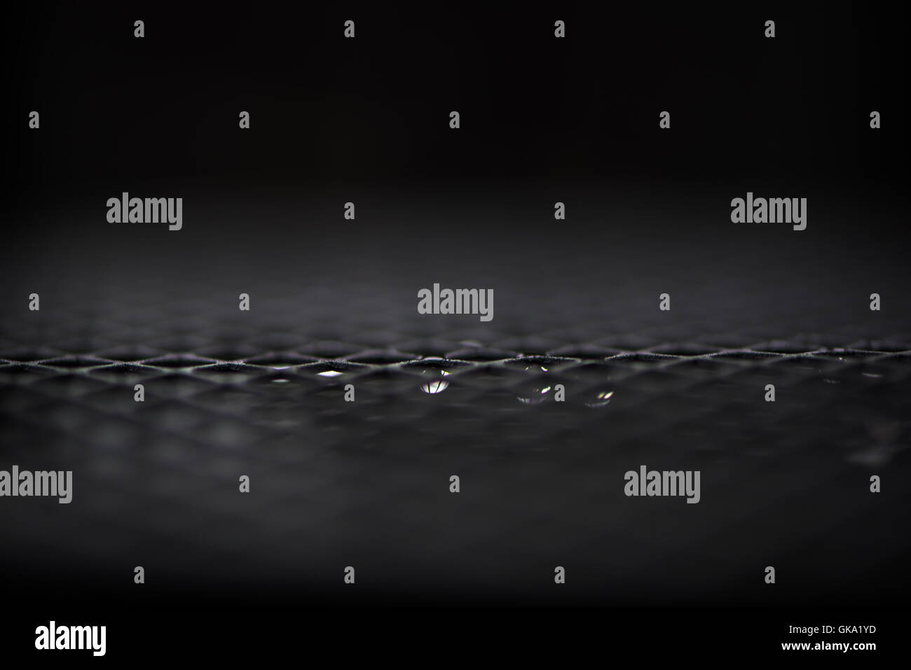 Shallow slice of focus metal mesh and water drops Stock Photo - Alamy