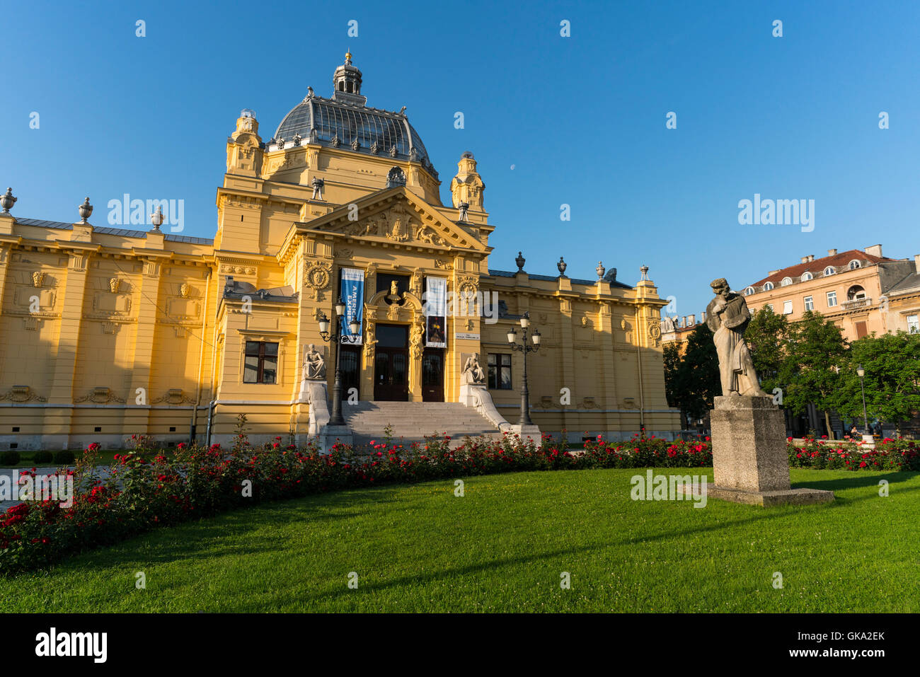 In the main square, Croatia, Zagreb, the capital of Europe aerial view ...