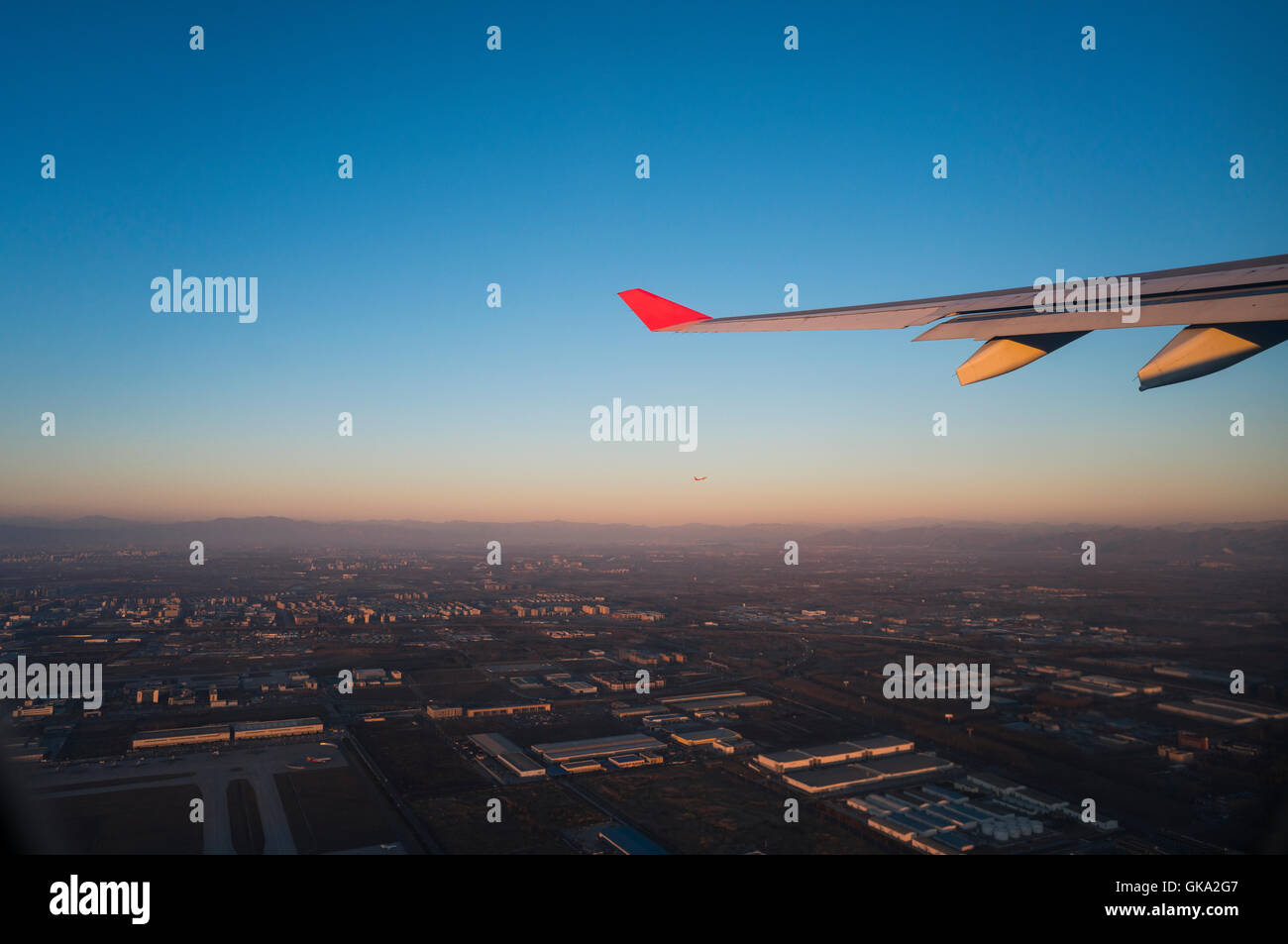 Ground scenery viewed from below the wing Stock Photo - Alamy