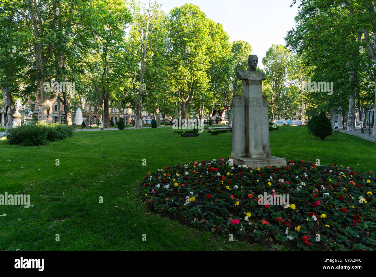 In the main square, Croatia, Zagreb, the capital of Europe aerial view ...