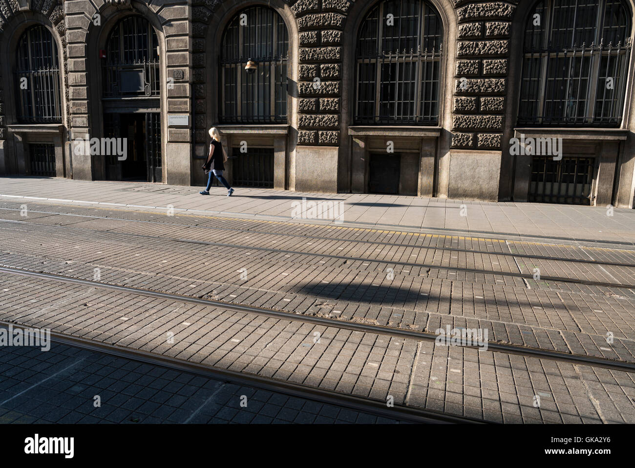 In the main square, Croatia, Zagreb, the capital of Europe aerial view ...