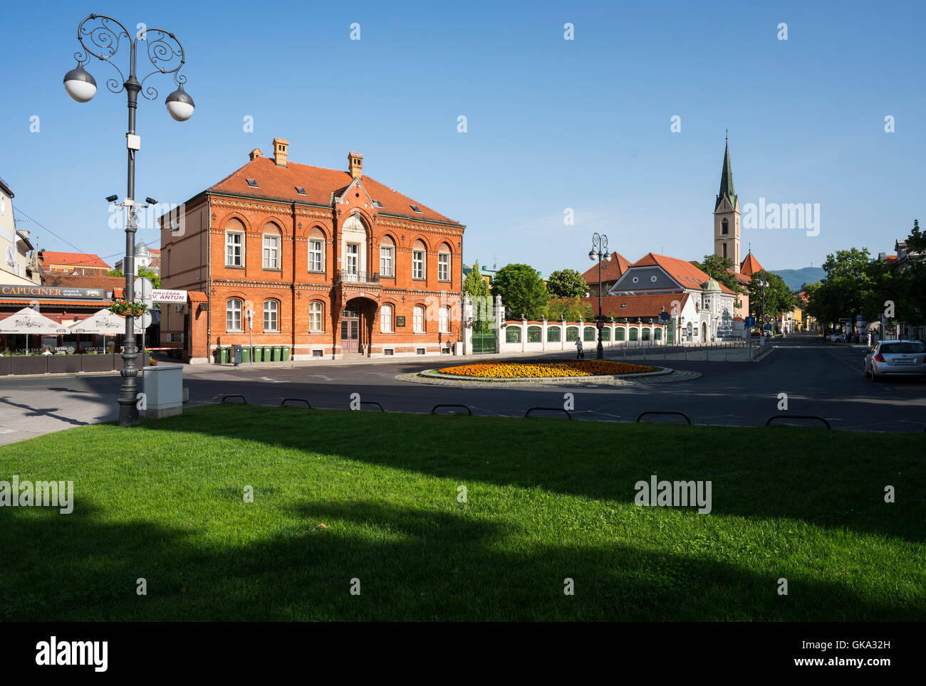 In the main square, Croatia, Zagreb, the capital of Europe aerial view ...
